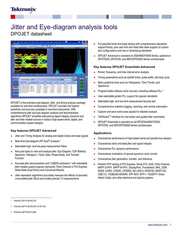 Jitter And Eye diagram Analysis Tools Datasheet