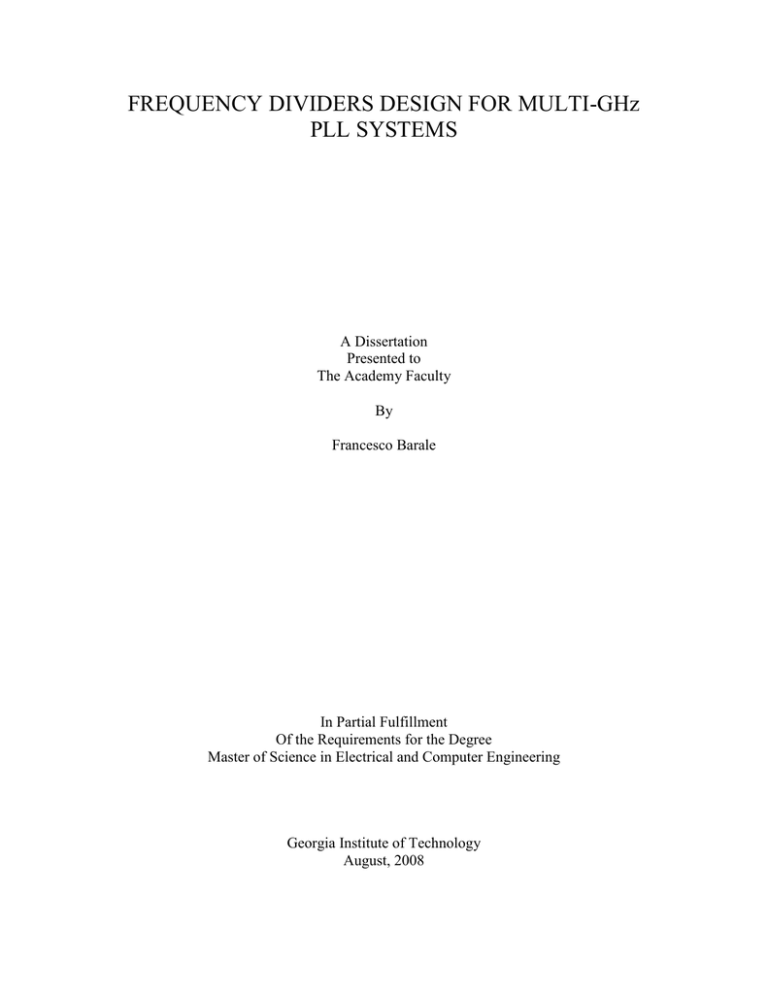 FREQUENCY DIVIDERS DESIGN FOR MULTI-GHz PLL