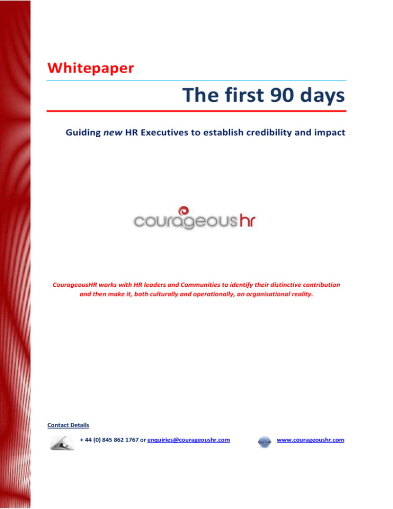 first 90 days for HR Leaders