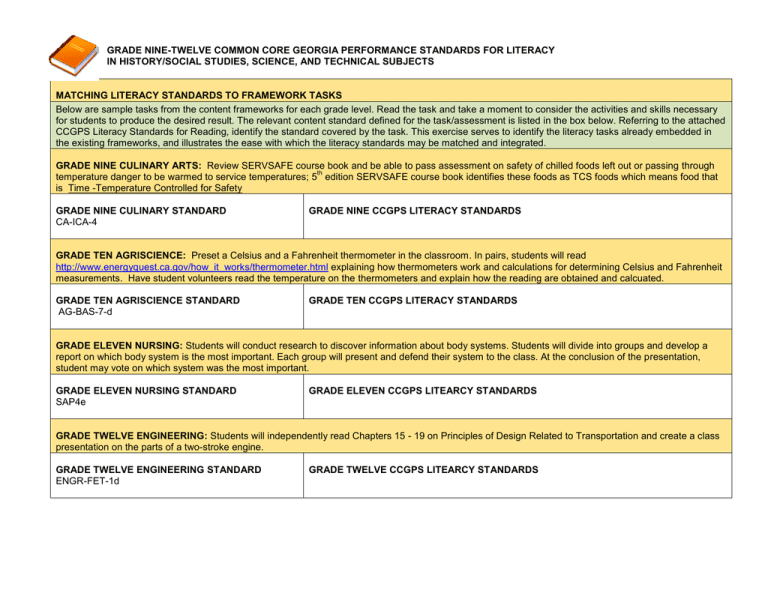 9 12 CTAE Task Georgia Standards