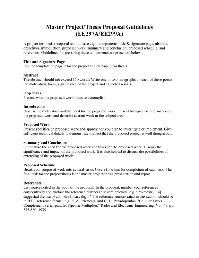 Project Thesis Proposal Guidelines