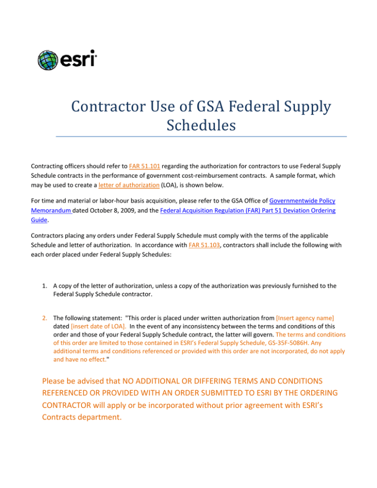 Contractor Use Of GSA Federal Supply Schedules Contractor Use Of GSA Federal Supply Schedules