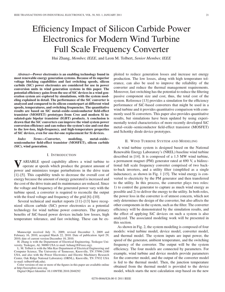 Efficiency Impact of SiC Power Electronics for Modern Wind Turbine