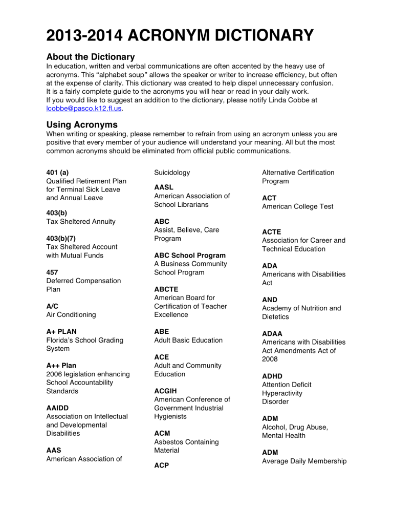 Acronym Dictionary 3 Acronym Dictionary 3