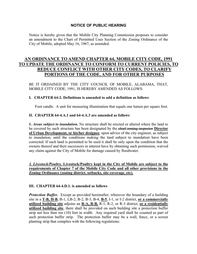 An Ordinance To Amend Chapter 64 Mobile City Code An Ordinance To Amend Chapter 64 Mobile City Code