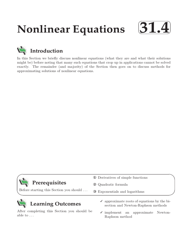 Nonlinear Equations