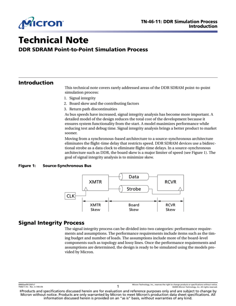 DDR SDRAM Point-to-Point Simulation Process Technical