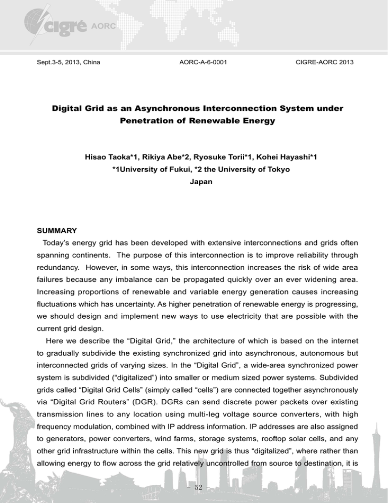 Digital Grid as an Asynchronous Interconnection System under