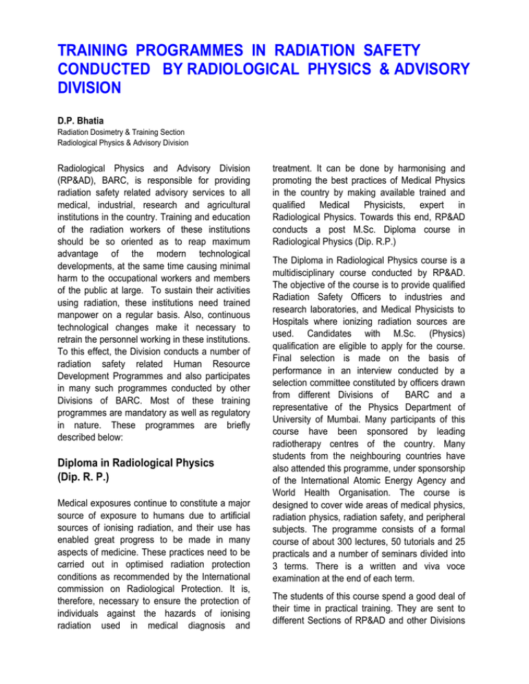 training programmes in radiation safety
