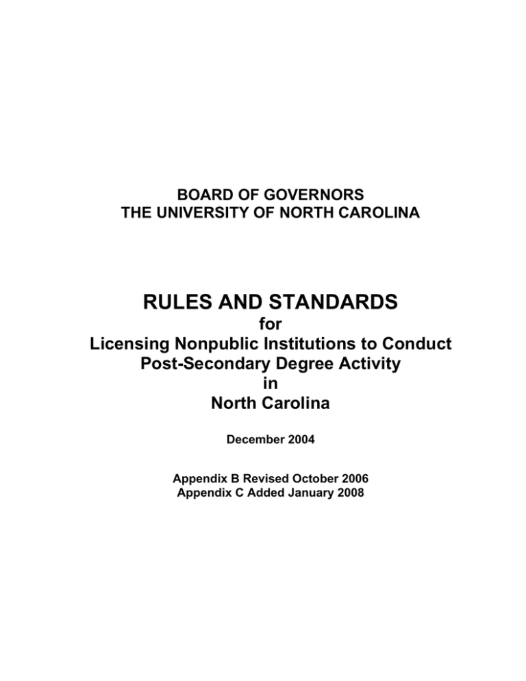 Rules And Standards University Of North Carolina