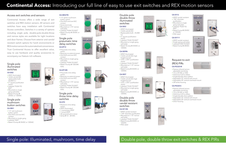exit switches and REX motion sensors