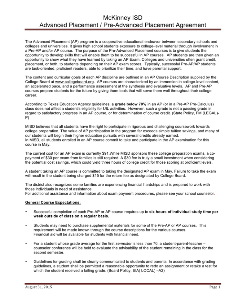 McKinney ISD Advanced Placement / Pre