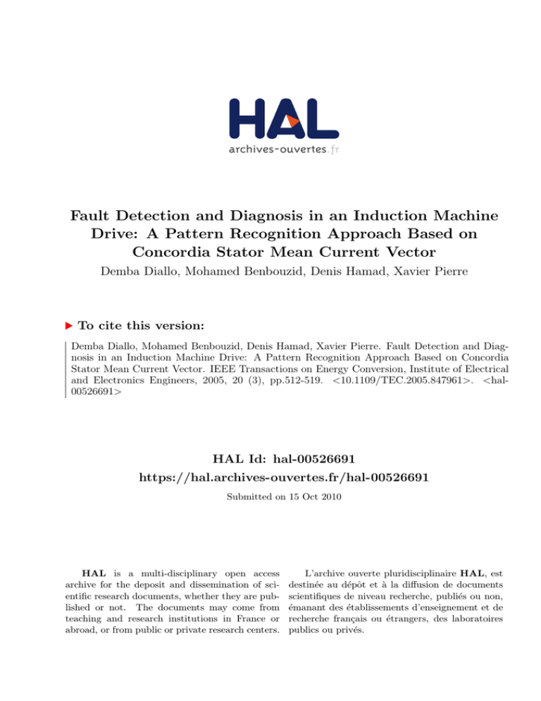 Fault Detection And Diagnosis In An Induction Machine Drive