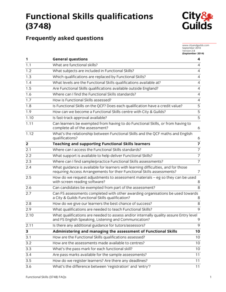 Functional Skills 3748 FAQs Functional Skills 3748 FAQs