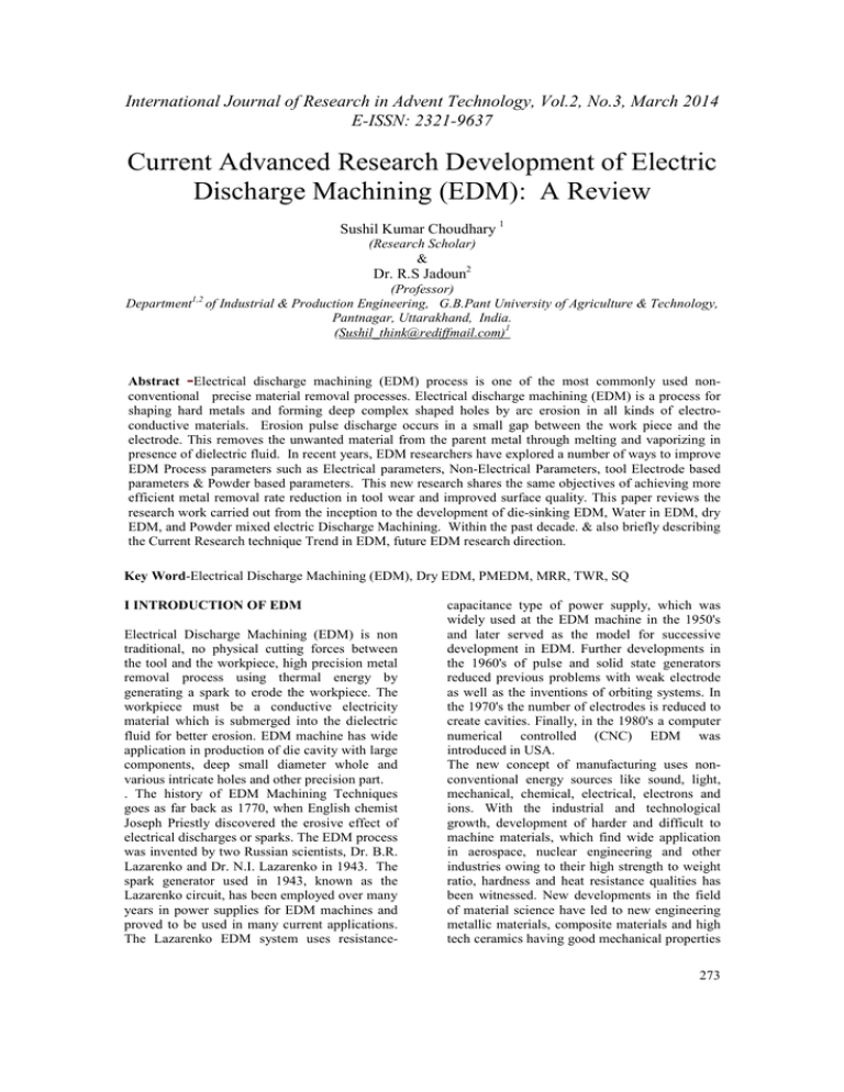 Current Advanced Research Development of Electric