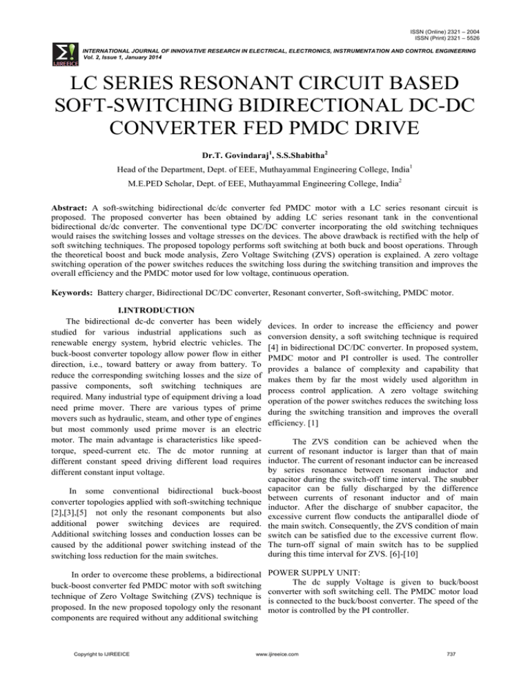 lc series resonant circuit based soft-switching bidirectional dc-dc