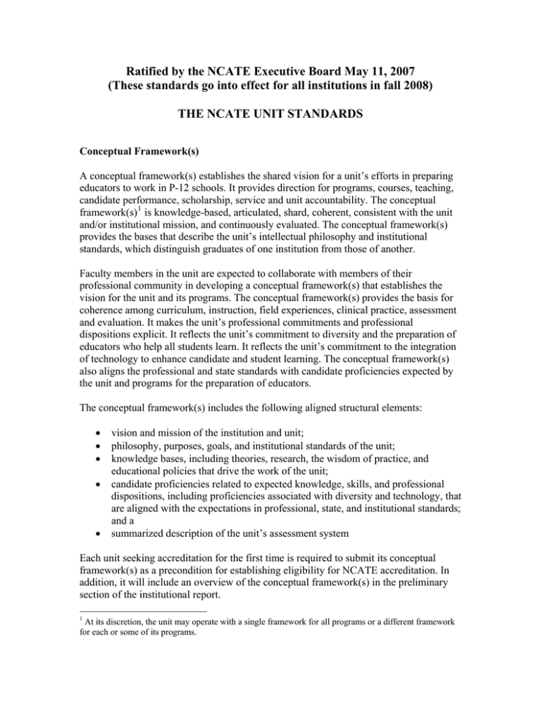 NCATE Unit Standards