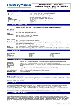 Non-spillable, Lead Acid Battery, Wet, UN2800