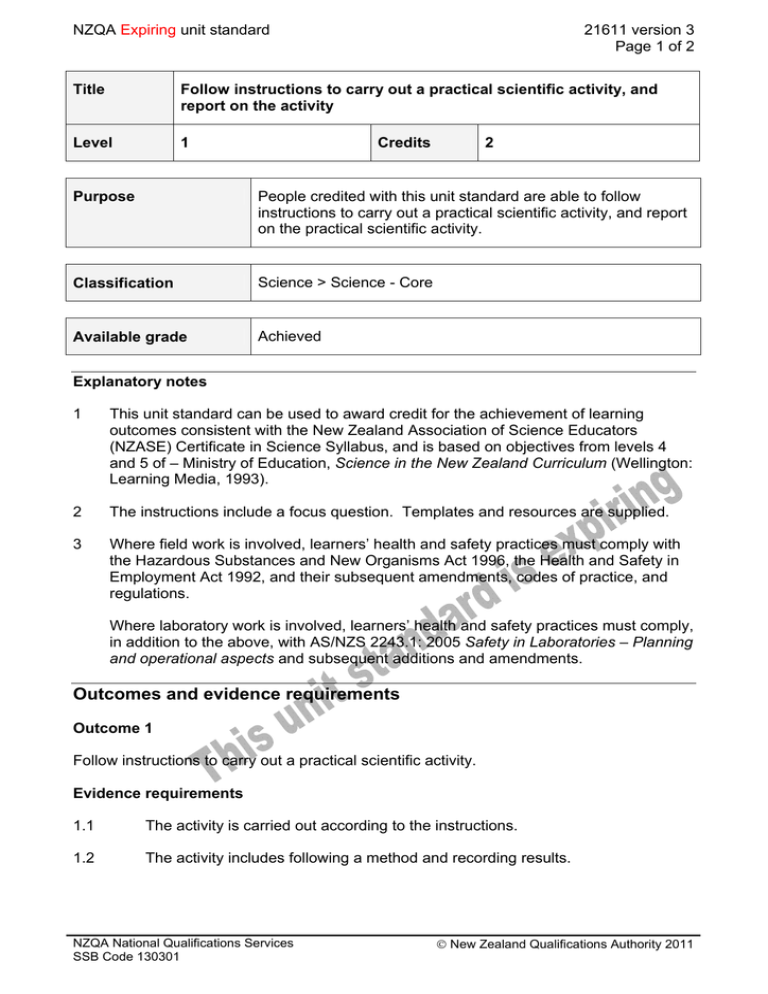 21611 Follow Instructions To Carry Out A Practical