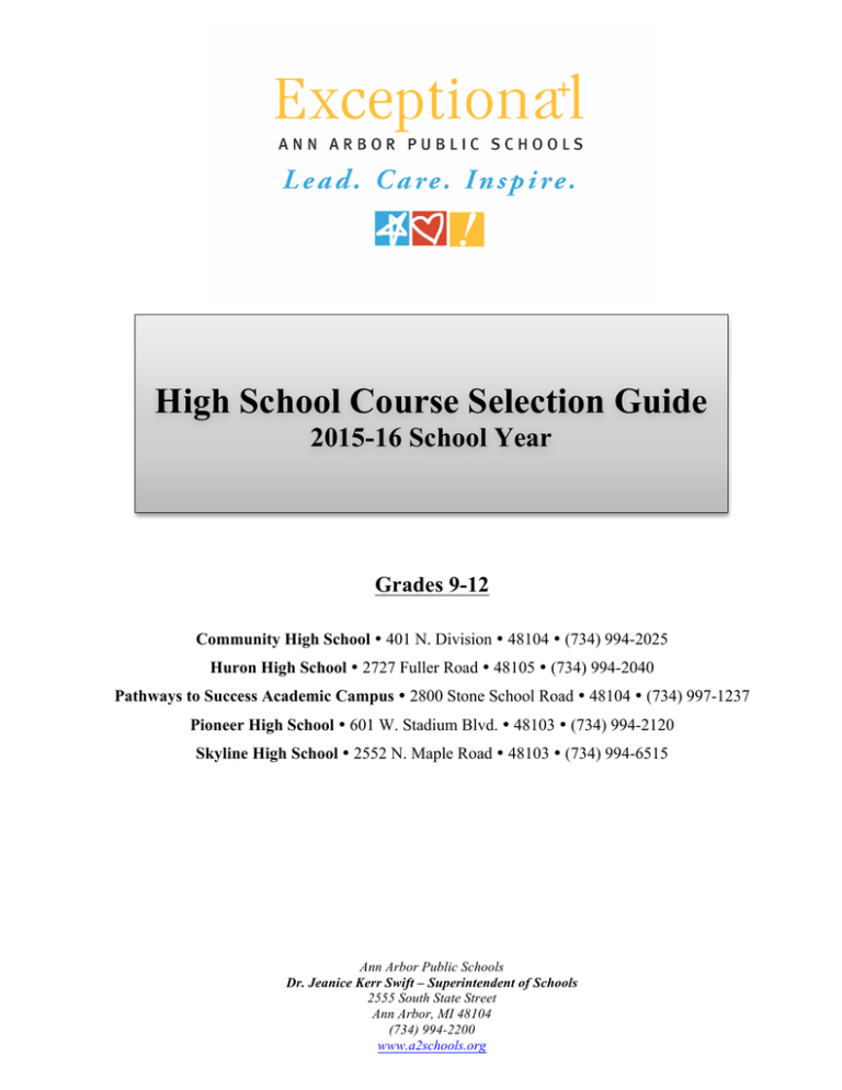 High School Course Selection Guide High School Course Selection Guide