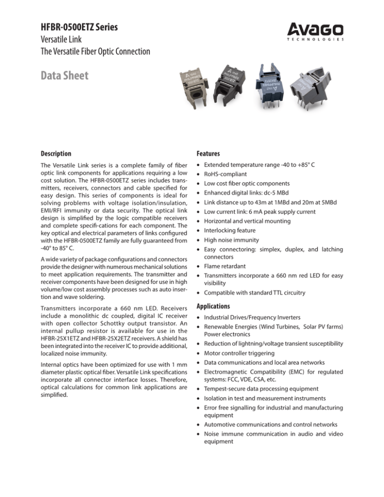 HFBR-0500ETZ Series - Avago Technologies