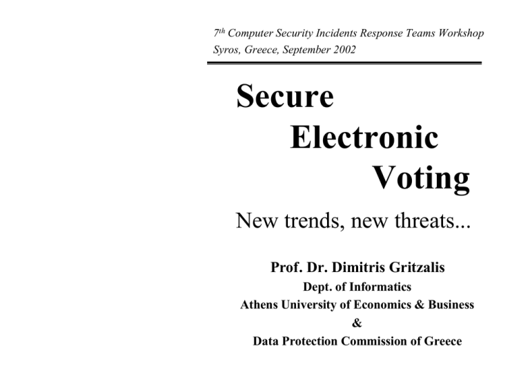 Secure Electronic Voting Secure Electronic Voting