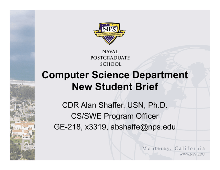 Computer Science Department New Student Brief