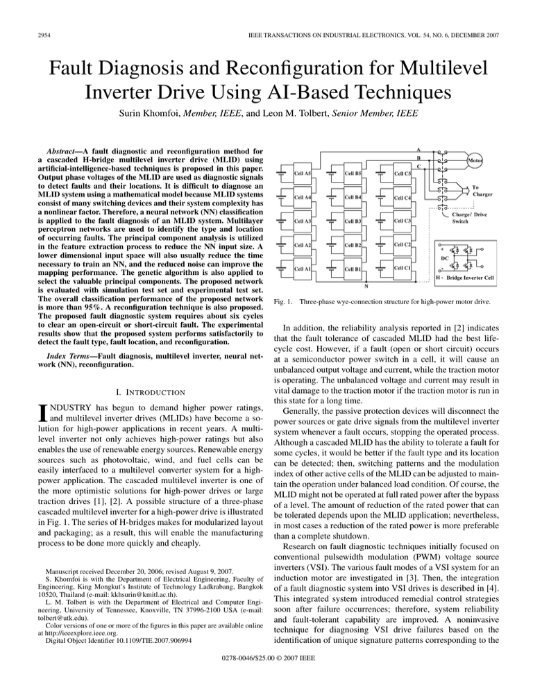 Fault Diagnosis And Reconfiguration For Multilevel Inverter Drive