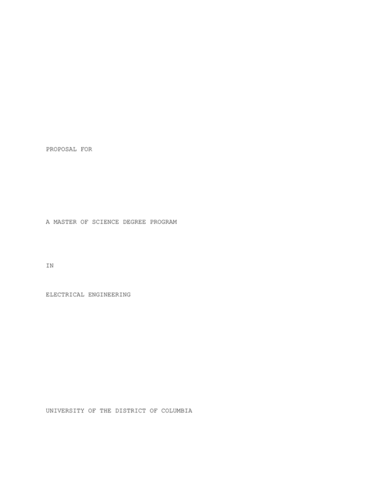 proposal for a master of science degree program
