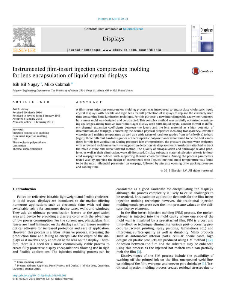 Instrumented film-insert injection compression molding for lens