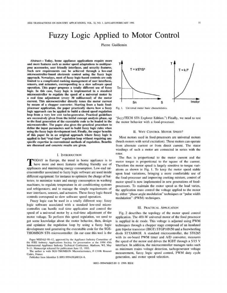 Fuzzy Logic Applied to Motor Control