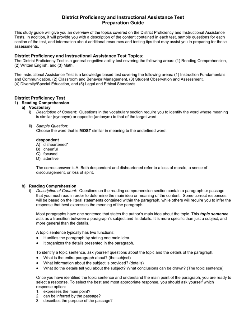 District Proficiency Test