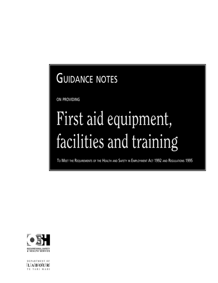 Guidance notes on providing First Aid
