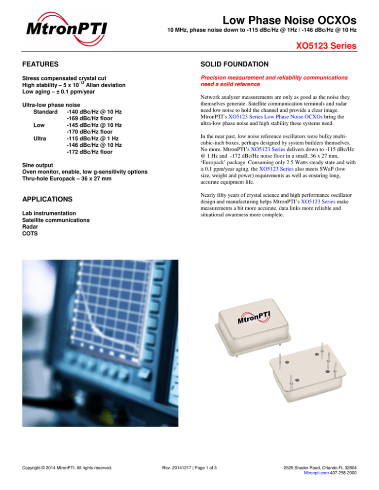 Low Phase Noise OCXOs