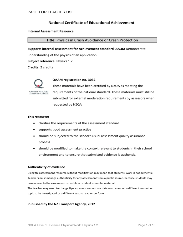 NCEA Level 1 NZ Transport Agency NCEA Level 1 NZ Transport Agency