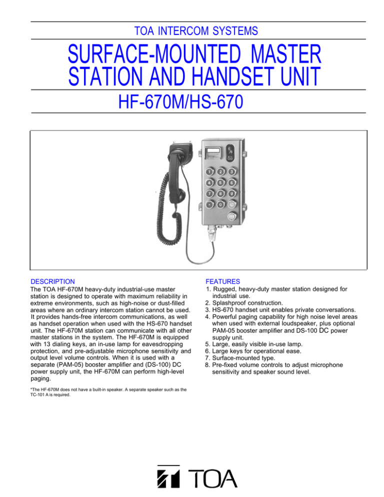 surface-mounted master station and handset unit