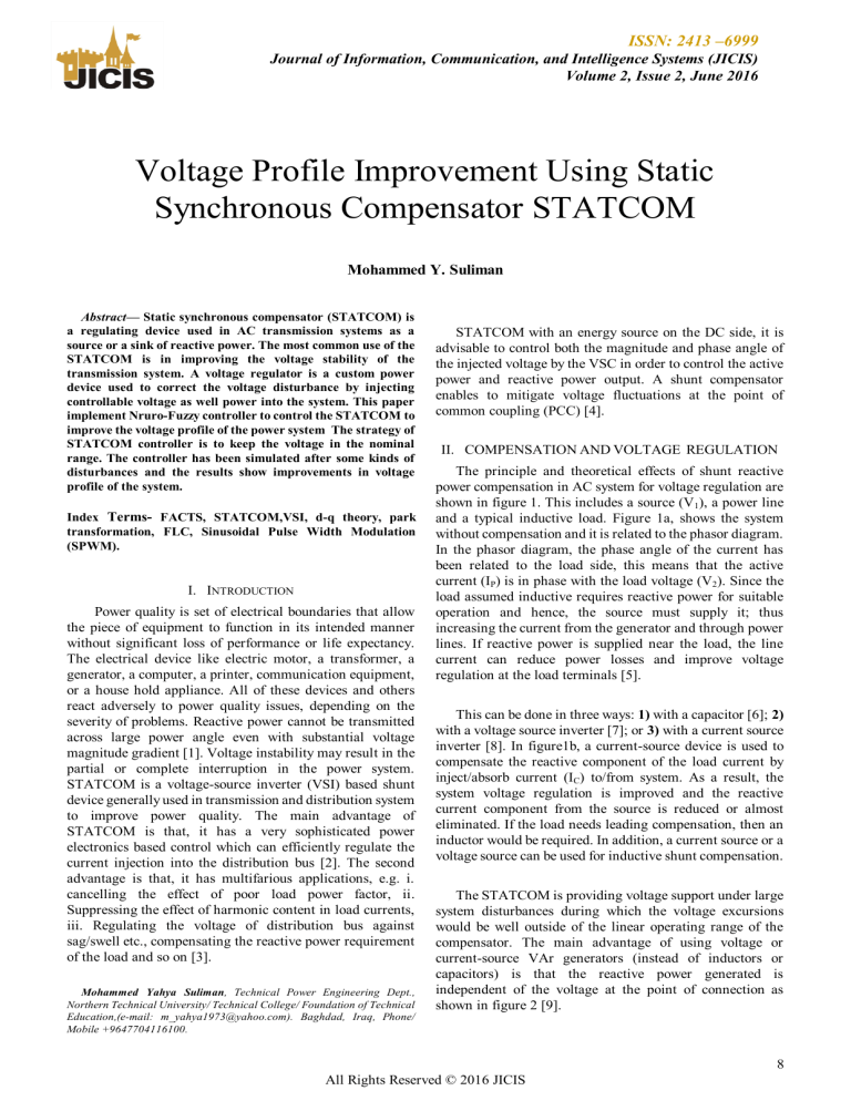 Voltage Profile Improvement Using Static Synchronous Voltage Profile Improvement Using Static Synchronous