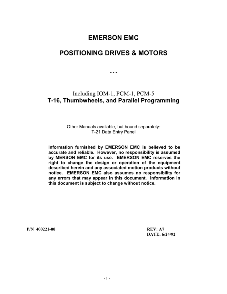 EMERSON EMC - Control Techniques