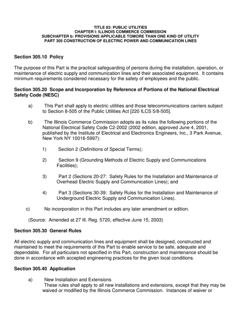 Rules for Construction of Electric Power and Communications