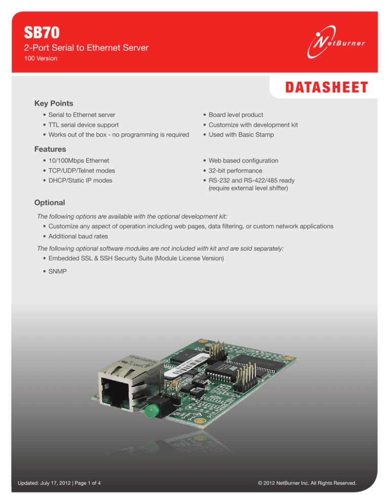 Datasheet - NetBurner