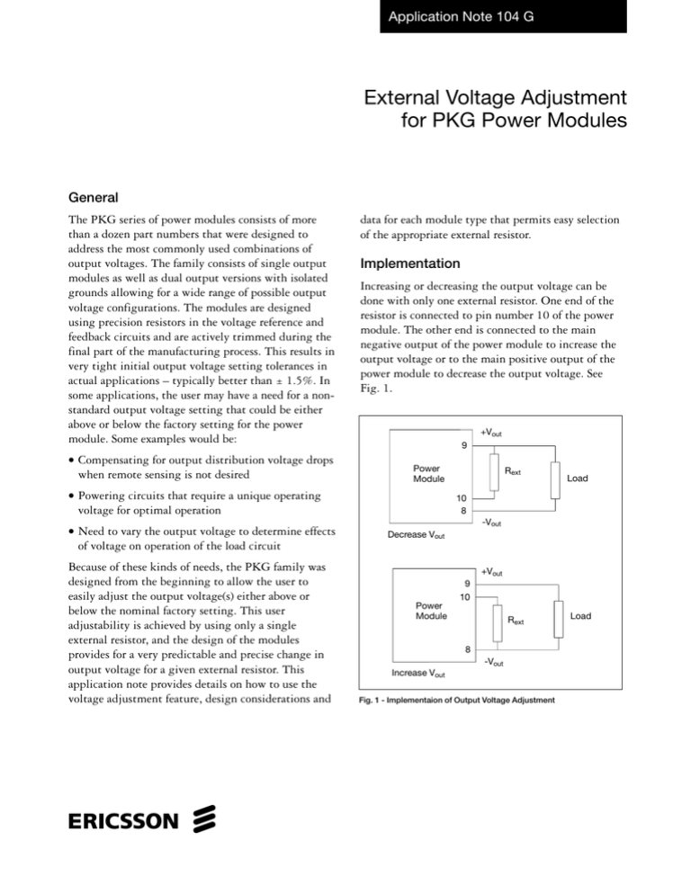 External Voltage Adjustment for PKG Power Modules
