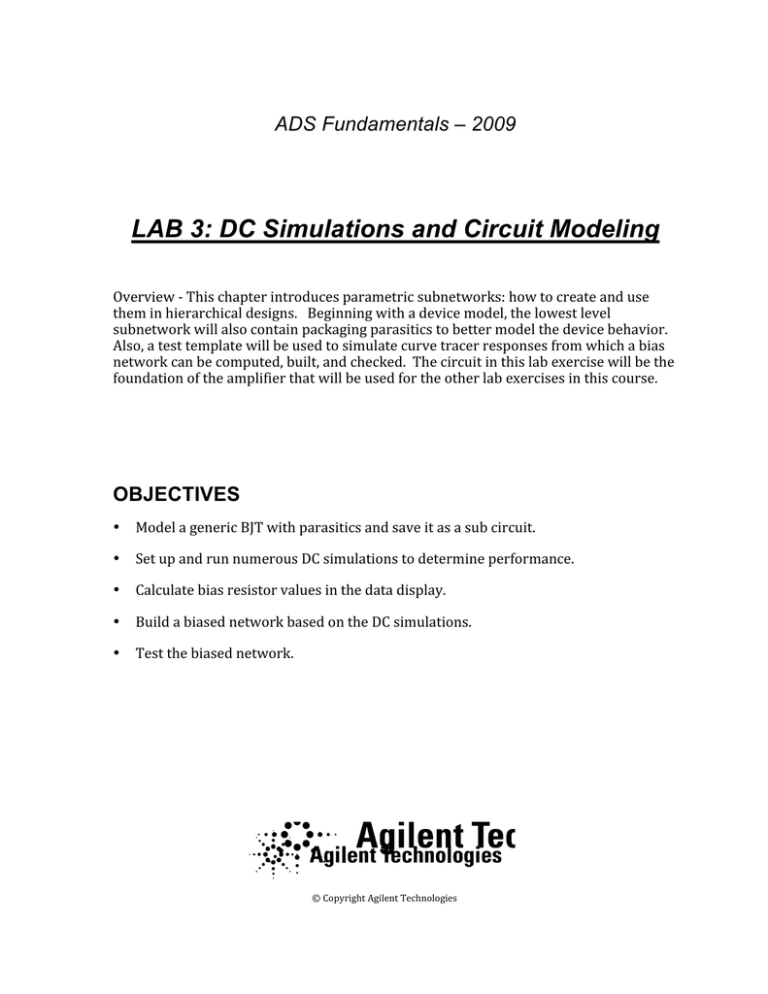 LAB 3: DC Simulations and Circuit Modeling