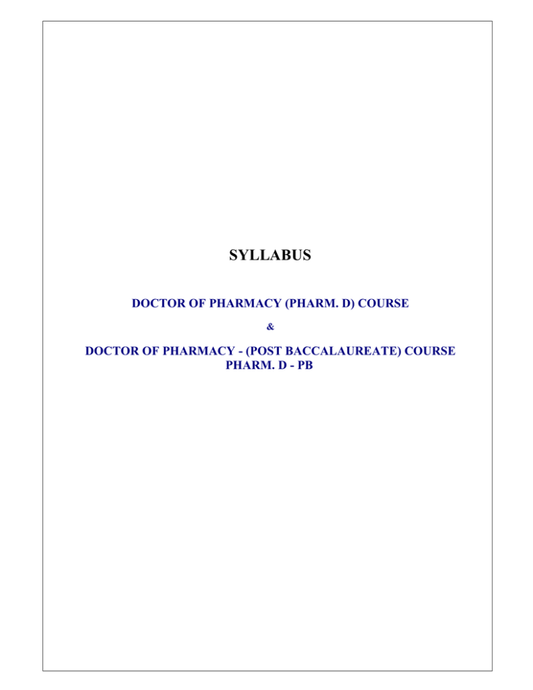 Syllabus Pharm D