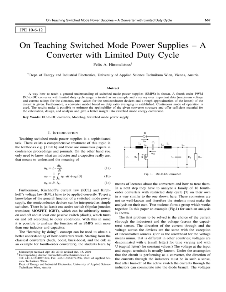 On Teaching Switched Mode Power Supplies – A Converter with