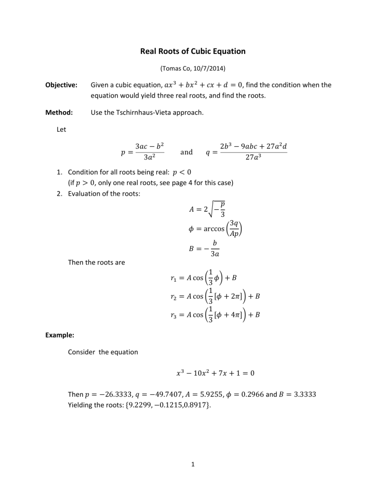 Real Roots Of Cubic Equation Real Roots Of Cubic Equation