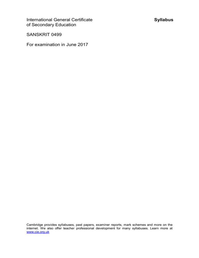 IGCSE Syllabus For 2017 For Option A And Option B