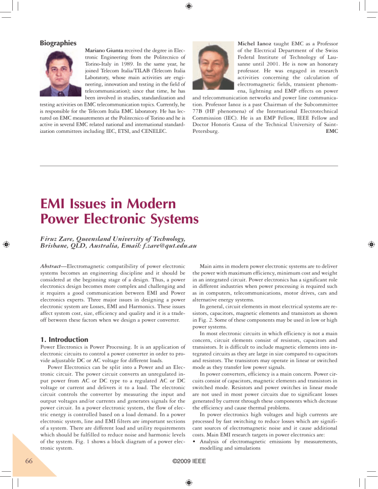 EMI Issues in Modern Power Electronic Systems