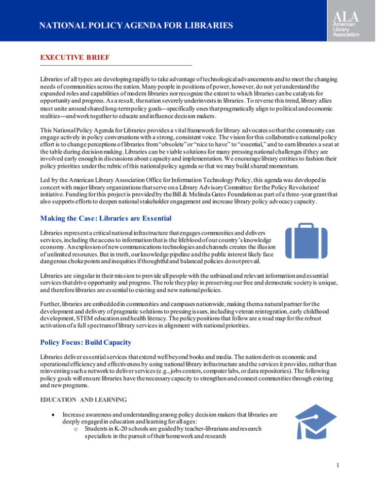National Policy Agenda for Libraries
