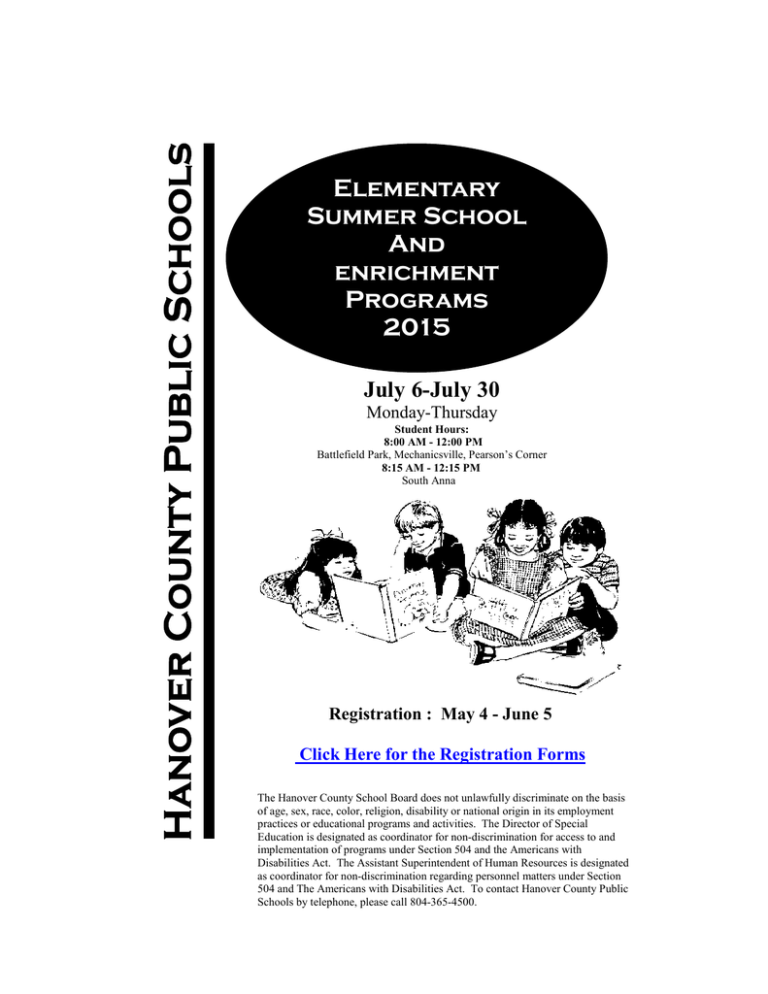 Elementary Summer School and Enrichment Programs