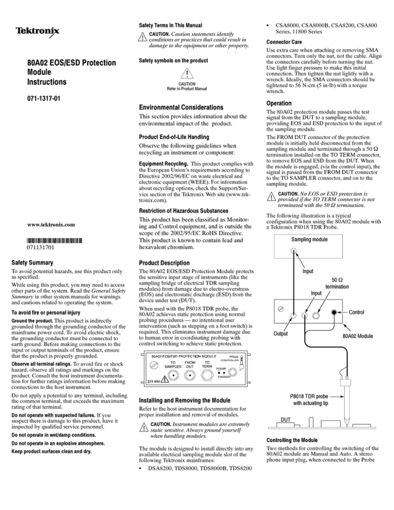 80A02 EOS/ESD Protection Module Instructions